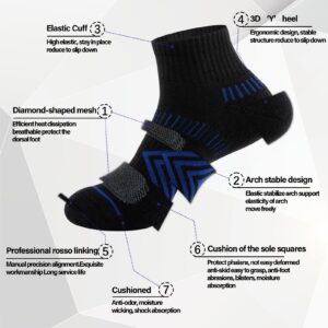 COOPLUS Mens Cushioned Ankle Socks, Cotton Athletic Performance Quarter Socks