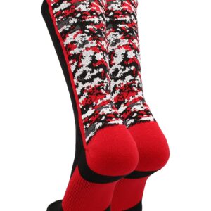 TCK Digital Camo Crew Socks (Black/Red, Medium)