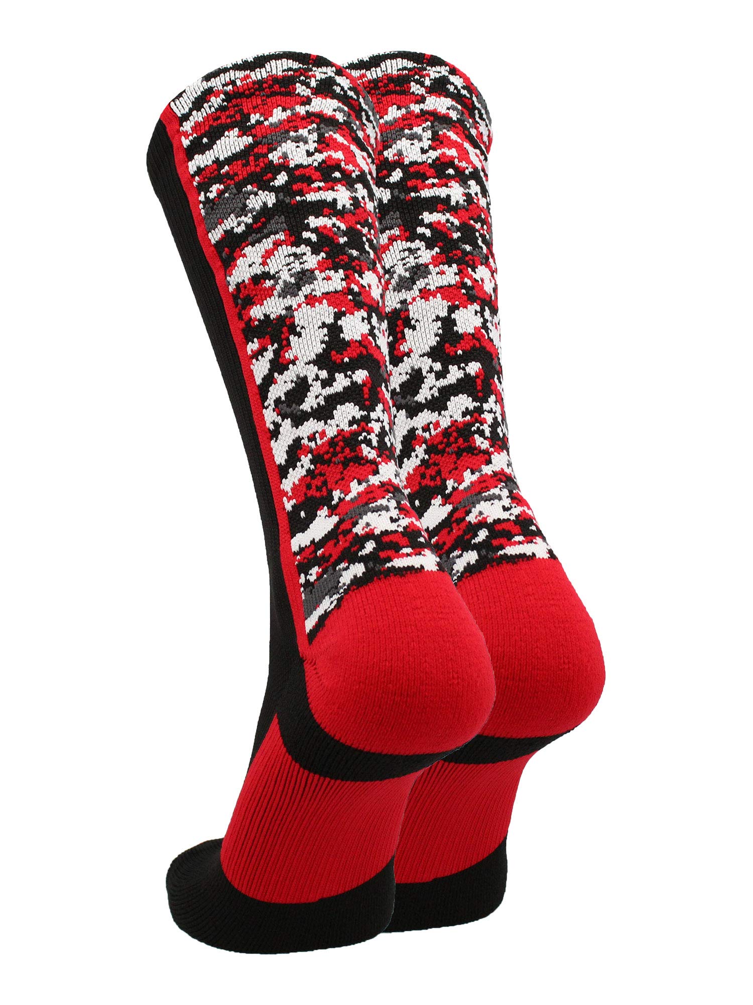 TCK Digital Camo Crew Socks (Black/Red, Medium)