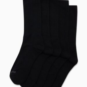 Reebok Men's Cushioned Comfort Athletic Performance High Crew Socks (5 Pack), Size 6-12.5, Classic Black