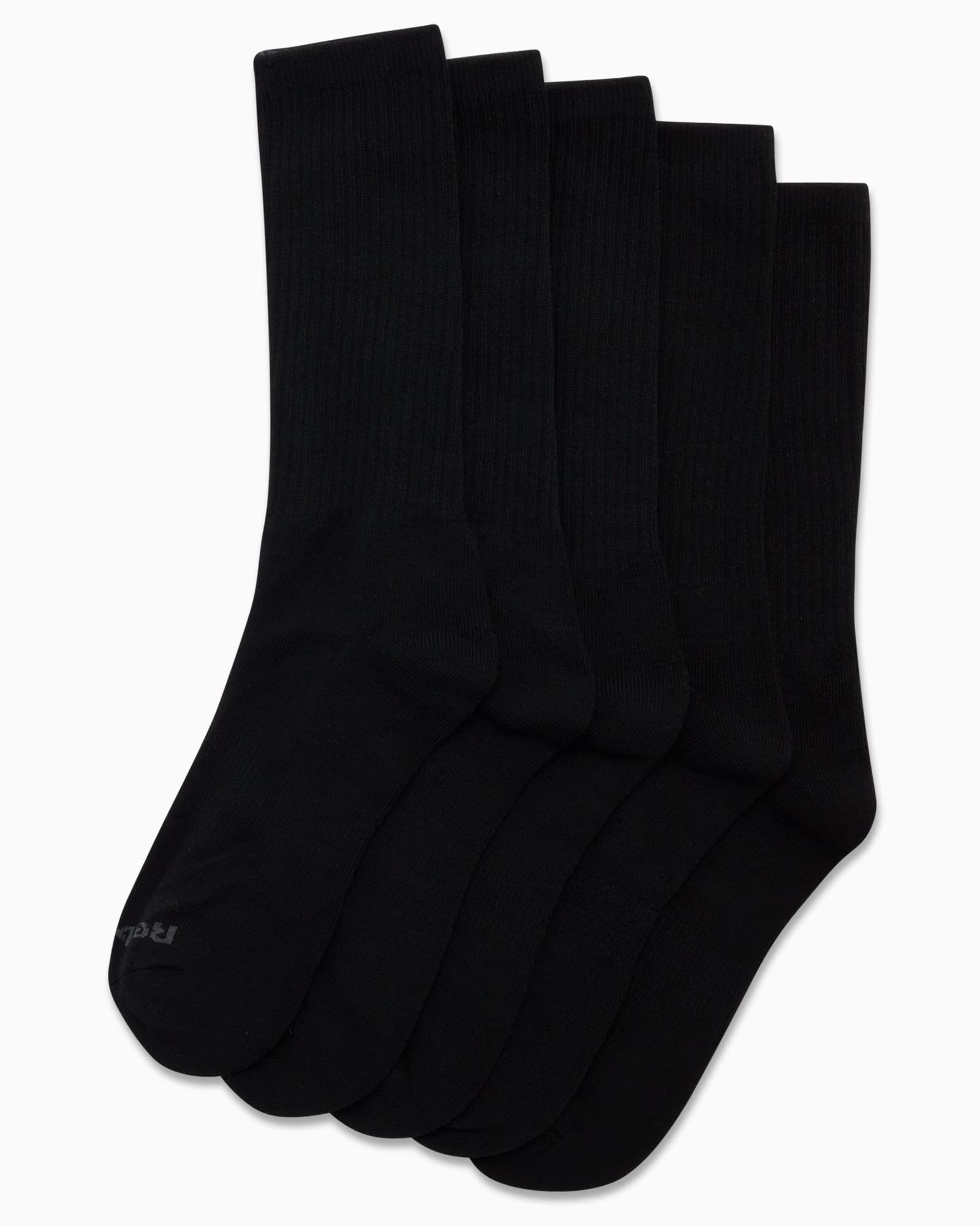 Reebok Men's Cushioned Comfort Athletic Performance High Crew Socks (5 Pack), Size 6-12.5, Classic Black