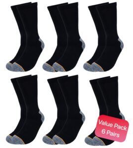 foemo 6 pairs of performance socks for men - versatile and supportive, with reinforced heel and toe (black)