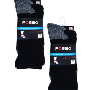 Foemo 6 Pairs of Performance Socks for Men - Versatile and Supportive, with Reinforced Heel and Toe (Black)