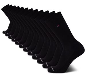 tommy hilfiger men's athletic socks - cushioned crew socks (12 pack), size 7-12, pure black