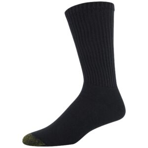 GOLDTOE Men's 656S Cotton Crew Athletic Socks, Multipairs, Black (6-Pairs), X-Large