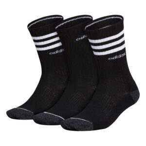 adidas men's 3-stripe crew socks (3-pair), black/white/onix grey, large