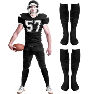 Chuarry 2 Pairs Scrunch Football Socks Non Slip Men Football Socks Extra Long Socks Soccer Socks Over The Knee Athletic (Black)