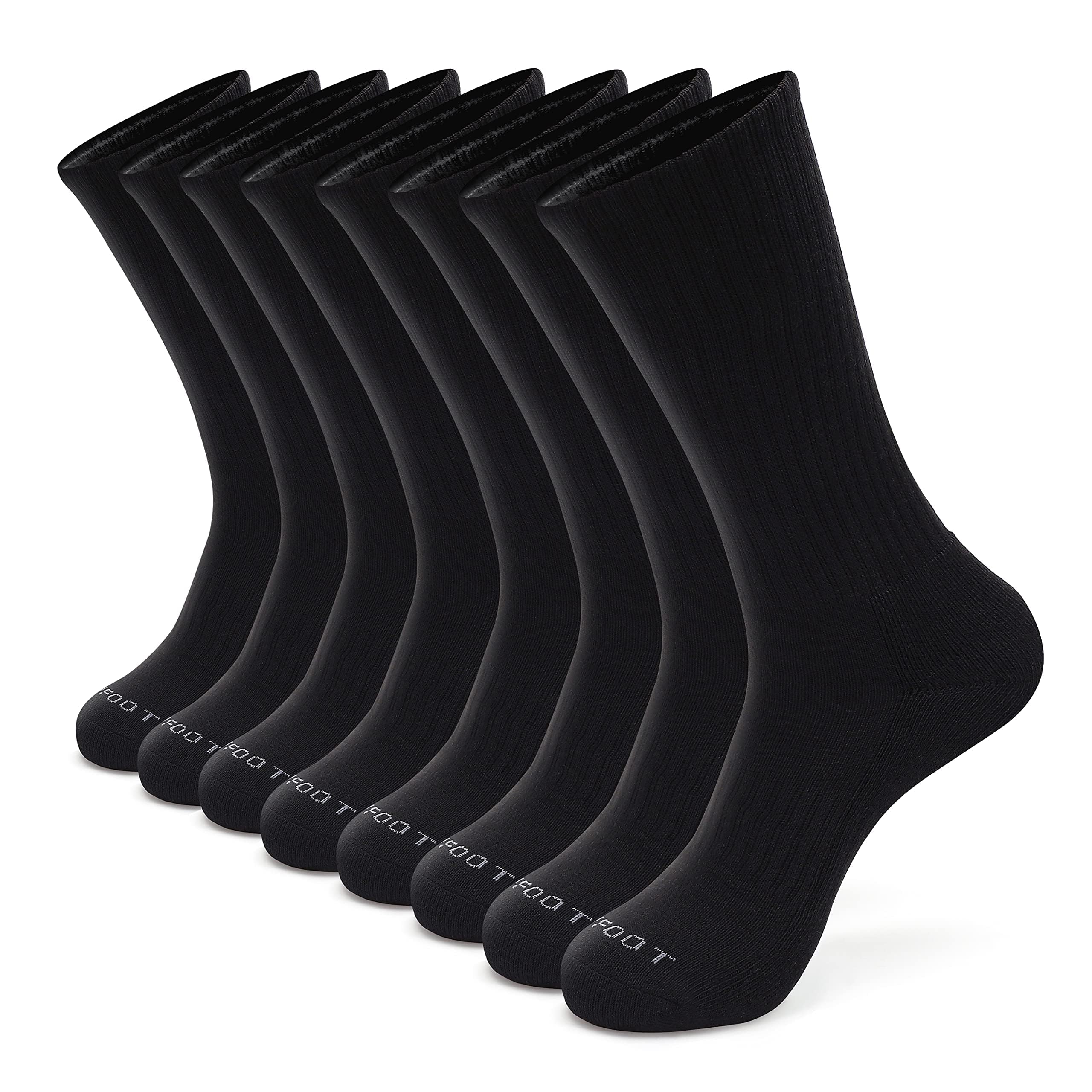 MONFOOT Women's and Men's 8 Pairs Athletic Cushion Crew Socks Black Medium, multipack