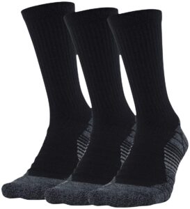 under armour adult elevated performance crew socks, 3-pairs, black, large