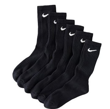 Nike Mens Moisture Wicking Crew Socks - 6 Pack/Black