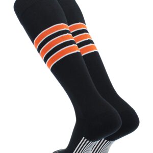 TCK Performance Baseball/Softball Socks (Black/White/Orange, Large)