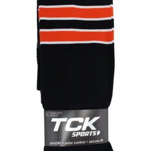 TCK Performance Baseball/Softball Socks (Black/White/Orange, Large)