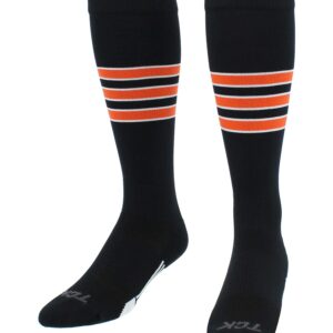 TCK Performance Baseball/Softball Socks (Black/White/Orange, Large)