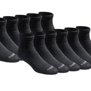 Dickies Men's Dri-Tech Moisture Control Quarter Socks (6, 18, Solid Black (12 Pairs), Large