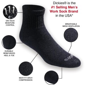 Dickies Men's Dri-Tech Moisture Control Quarter Socks (6, 18, Solid Black (12 Pairs), Large