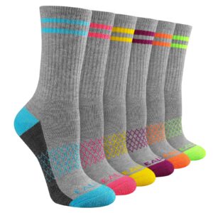 eallco womens crew socks athletic calf work socks running long cushioned sole socks 6 pairs