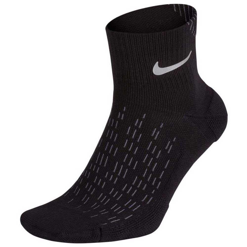 NIKE Spark Cushion Ankle Socks, Black/Reflective, 4-5.5