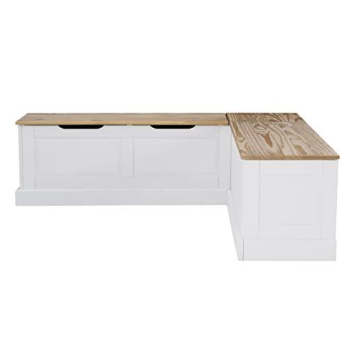 Linon Natural and White 2 Tone Backless Corner Breakfast, Table is NOT Included Harris Nook