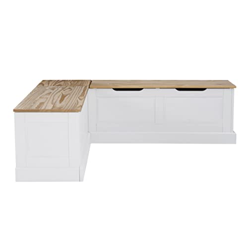 Linon Natural and White 2 Tone Backless Corner Breakfast, Table is NOT Included Harris Nook