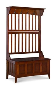 linon hall tree with storage bench, 36"w x 18"d x 64"h, walnut