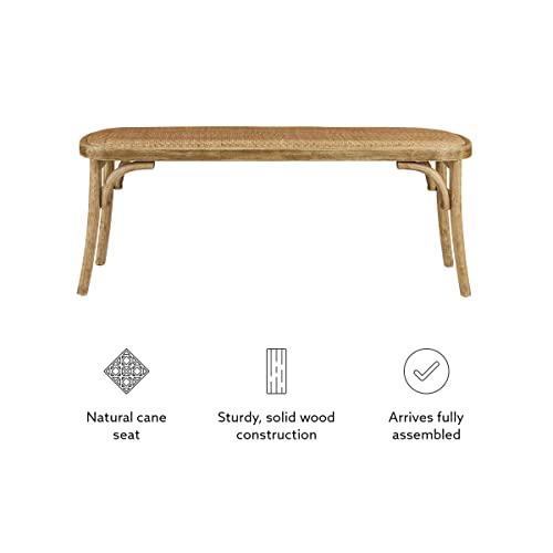 Linon Natural Bentwood Woven Rattan Seat Hank Bench