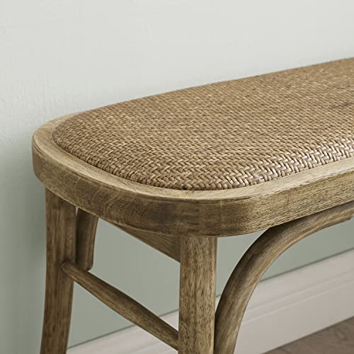 Linon Natural Bentwood Woven Rattan Seat Hank Bench