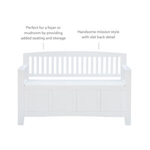 Linon White Bench Cynthia Flip-Top Lid and Hidden Storage Space