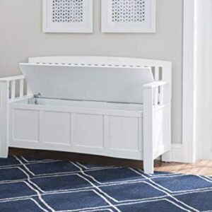 Linon White Bench Cynthia Flip-Top Lid and Hidden Storage Space