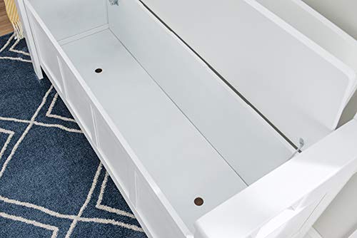 Linon White Bench Cynthia Flip-Top Lid and Hidden Storage Space