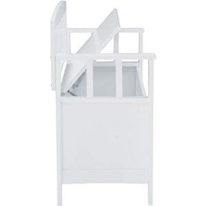 Linon White Bench Cynthia Flip-Top Lid and Hidden Storage Space