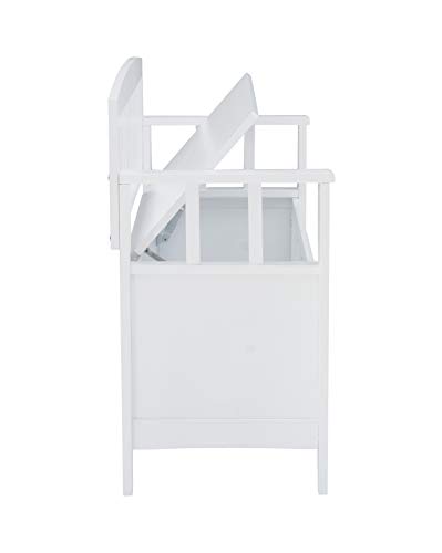 Linon White Bench Cynthia Flip-Top Lid and Hidden Storage Space