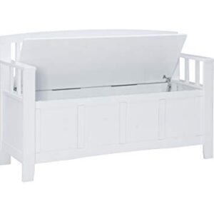 Linon White Bench Cynthia Flip-Top Lid and Hidden Storage Space