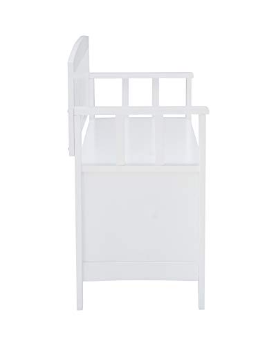 Linon White Bench Cynthia Flip-Top Lid and Hidden Storage Space