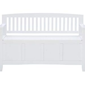 Linon White Bench Cynthia Flip-Top Lid and Hidden Storage Space