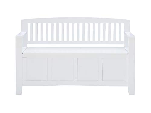 Linon White Bench Cynthia Flip-Top Lid and Hidden Storage Space