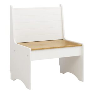 linon delk wood 2 tone small back rest bench in honey and white