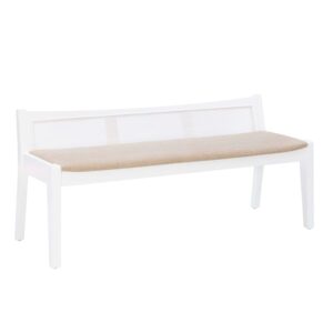 linon memphis wood cane bench with padded seat in white