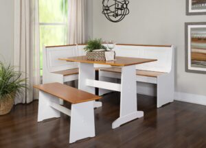 linon ardmore kitchen nook set, white