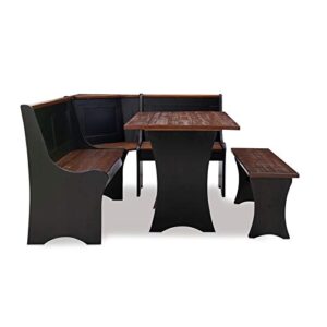 linon jackie solid wood 3 piece conversation indoor kitchen corner breakfast dining nook set in black