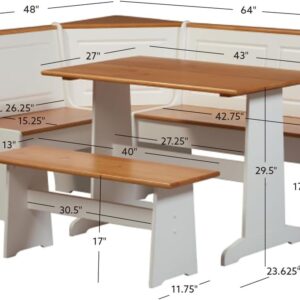 Linon Ardmore Kitchen Nook Set, White