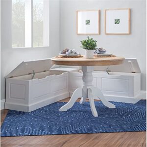 Linon Troyin Backless Wood Corner Nook Set in White