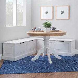 Linon Troyin Backless Wood Corner Nook Set in White