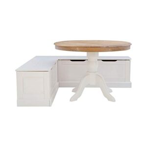 Linon Troyin Backless Wood Corner Nook Set in White