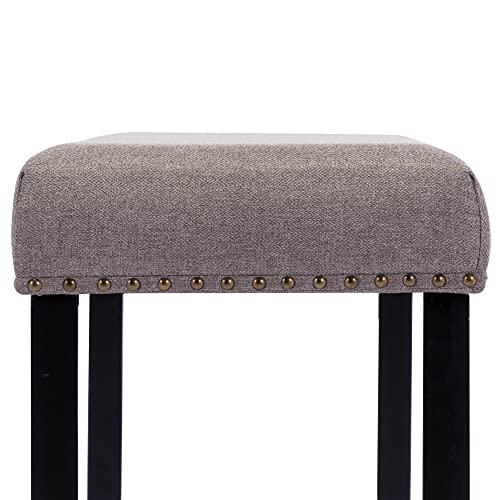 DUHOME Upholstered Entryway Bench, Fabric Bedroom Bench Ottoman Bench End of Bed Bench Dining Bench with Nailhead Trim Wooden Legs for Living Room Dining Room, Gray