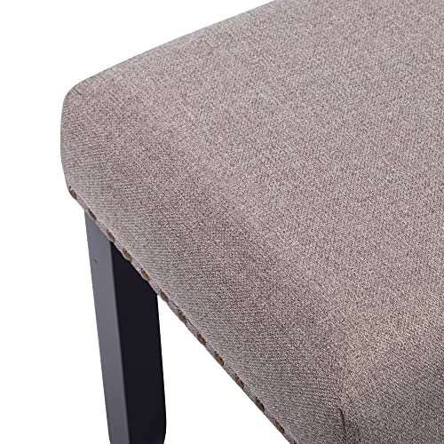 DUHOME Upholstered Entryway Bench, Fabric Bedroom Bench Ottoman Bench End of Bed Bench Dining Bench with Nailhead Trim Wooden Legs for Living Room Dining Room, Gray