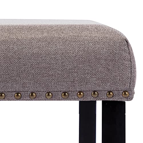 DUHOME Upholstered Entryway Bench, Fabric Bedroom Bench Ottoman Bench End of Bed Bench Dining Bench with Nailhead Trim Wooden Legs for Living Room Dining Room, Gray