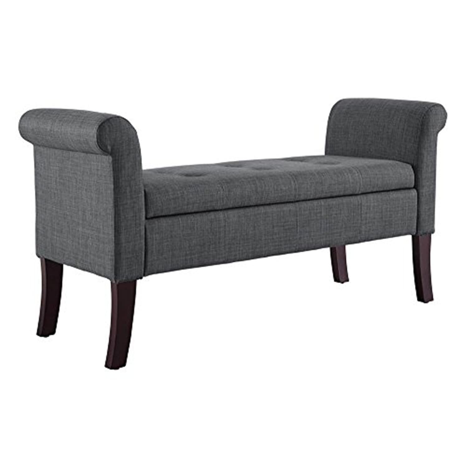 Linon Indie Storage Charcoal Bench - Color:Charcoal Charcoal