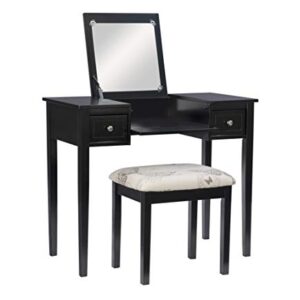 Linon Home Dcor Linon Black Butterfly Stool Vanity Set with Bench, 36"w x 18"d x 30"h,