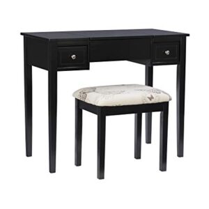 Linon Home Dcor Linon Black Butterfly Stool Vanity Set with Bench, 36"w x 18"d x 30"h,