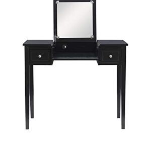 Linon Home Dcor Linon Black Butterfly Stool Vanity Set with Bench, 36"w x 18"d x 30"h,